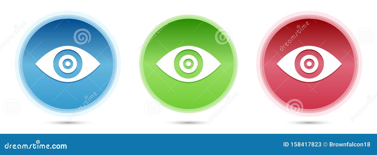 Eye Icon Glass Round Buttons Set Illustration Stock Vector ...