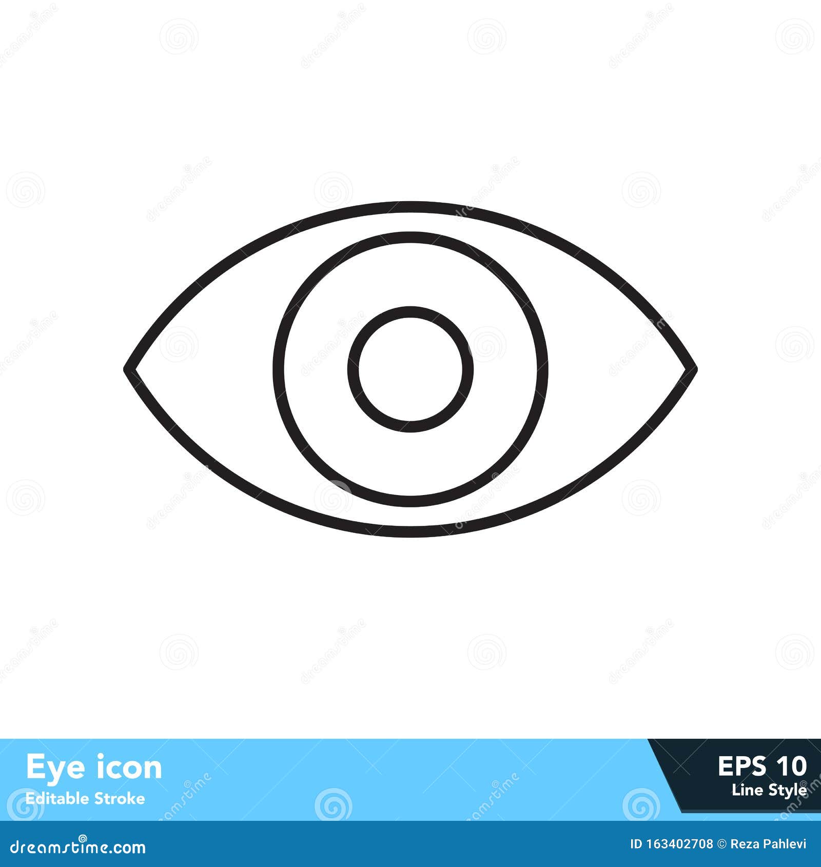 Eye Icon in Line Style, with Editable Stroke Eps 10 Stock Illustration ...