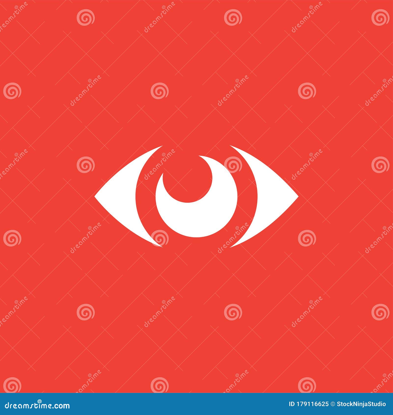 Eye Icon on Red Background. Red Flat Style Vector Illustration Stock ...