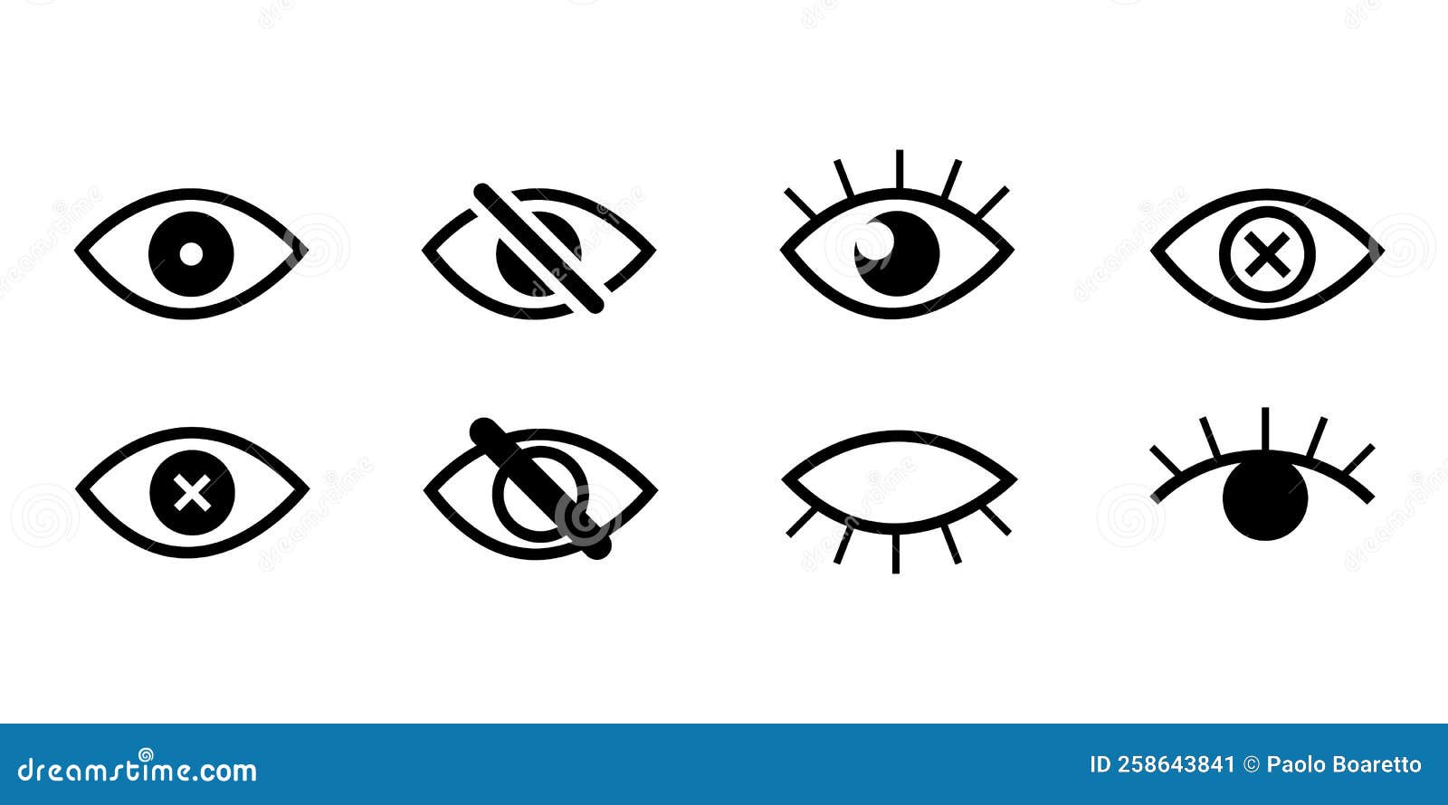 Eye Icon Set. Eyesight Symbol. Simple Eye Collection. Stock ...