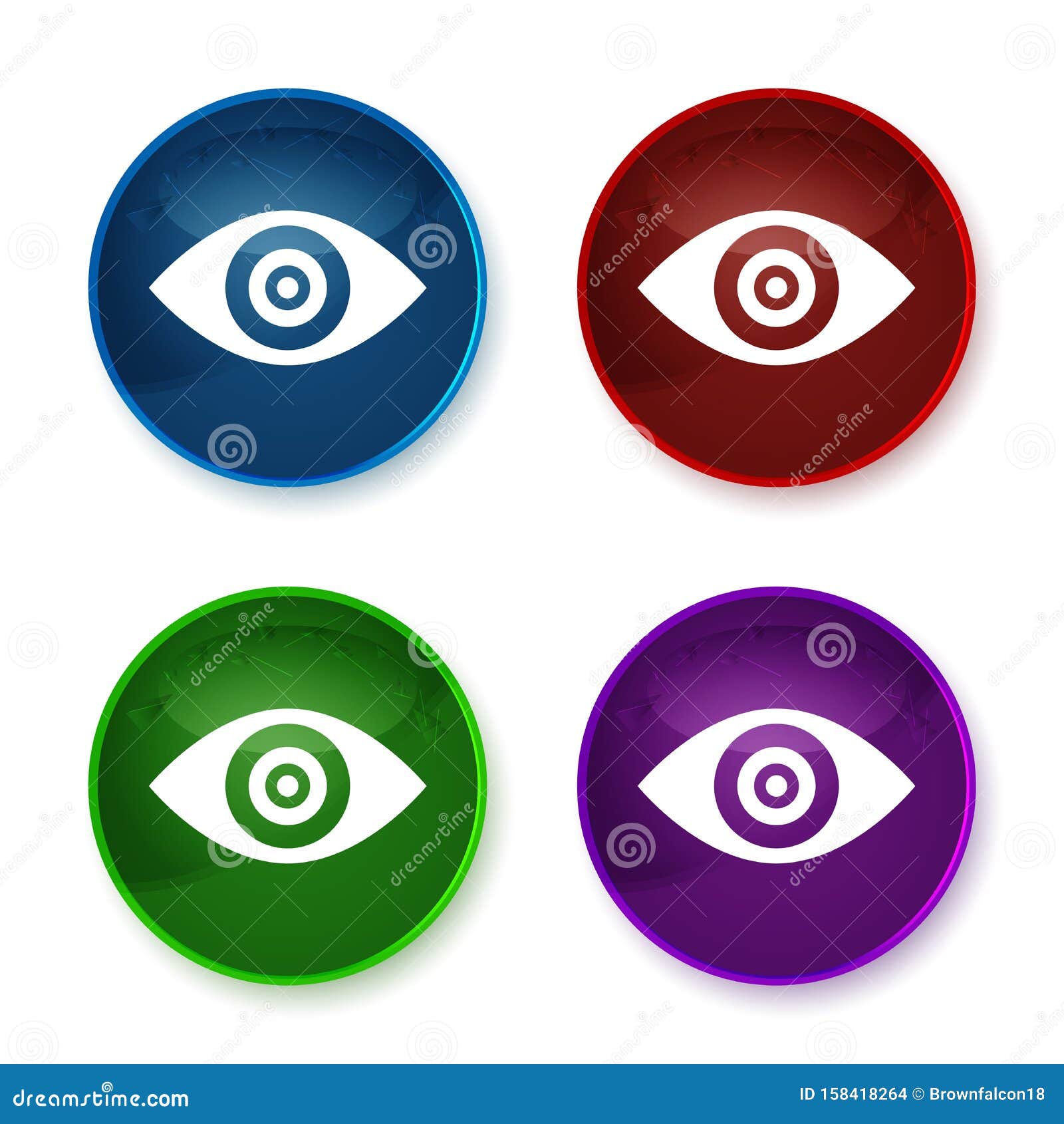 Eye Icon Shiny Round Buttons Set Illustration Stock Vector ...