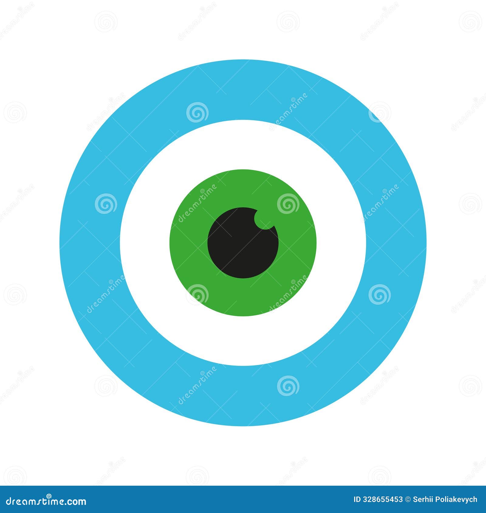 Eye Icon Vector. Blue Circle Background. Green and Black Design. Vision ...