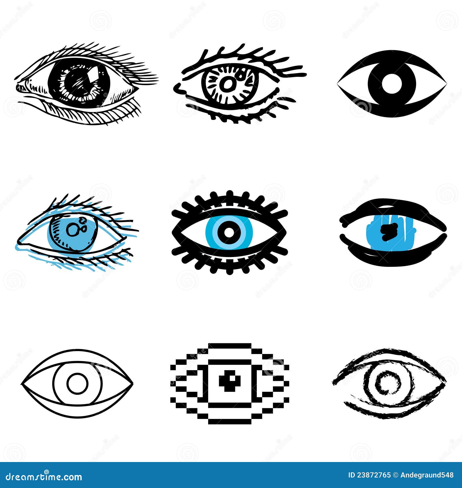 Eye icons set stock vector. Illustration of simple, pixel - 23872765