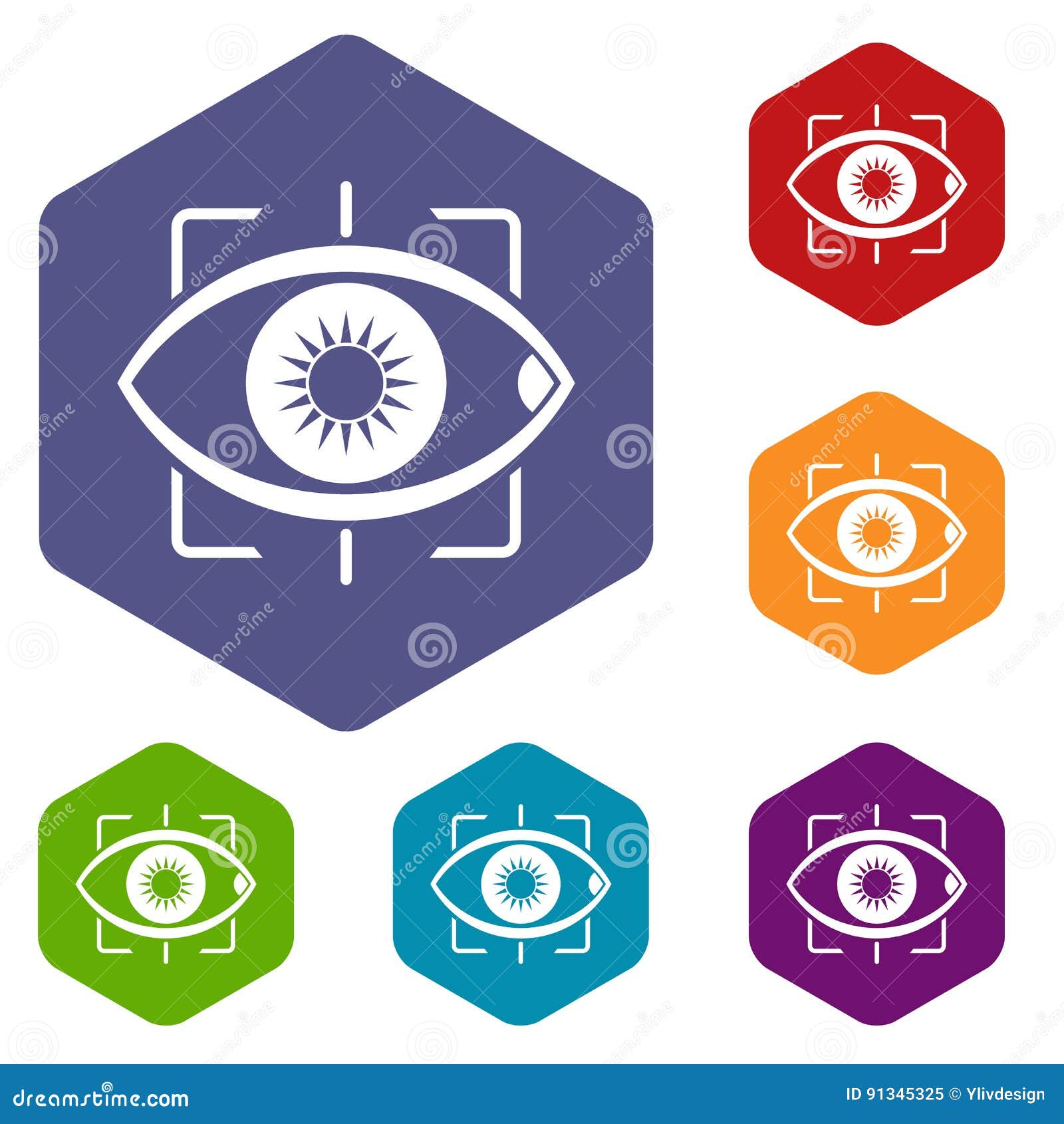 Eye icons set hexagon stock vector. Illustration of icon - 91345325