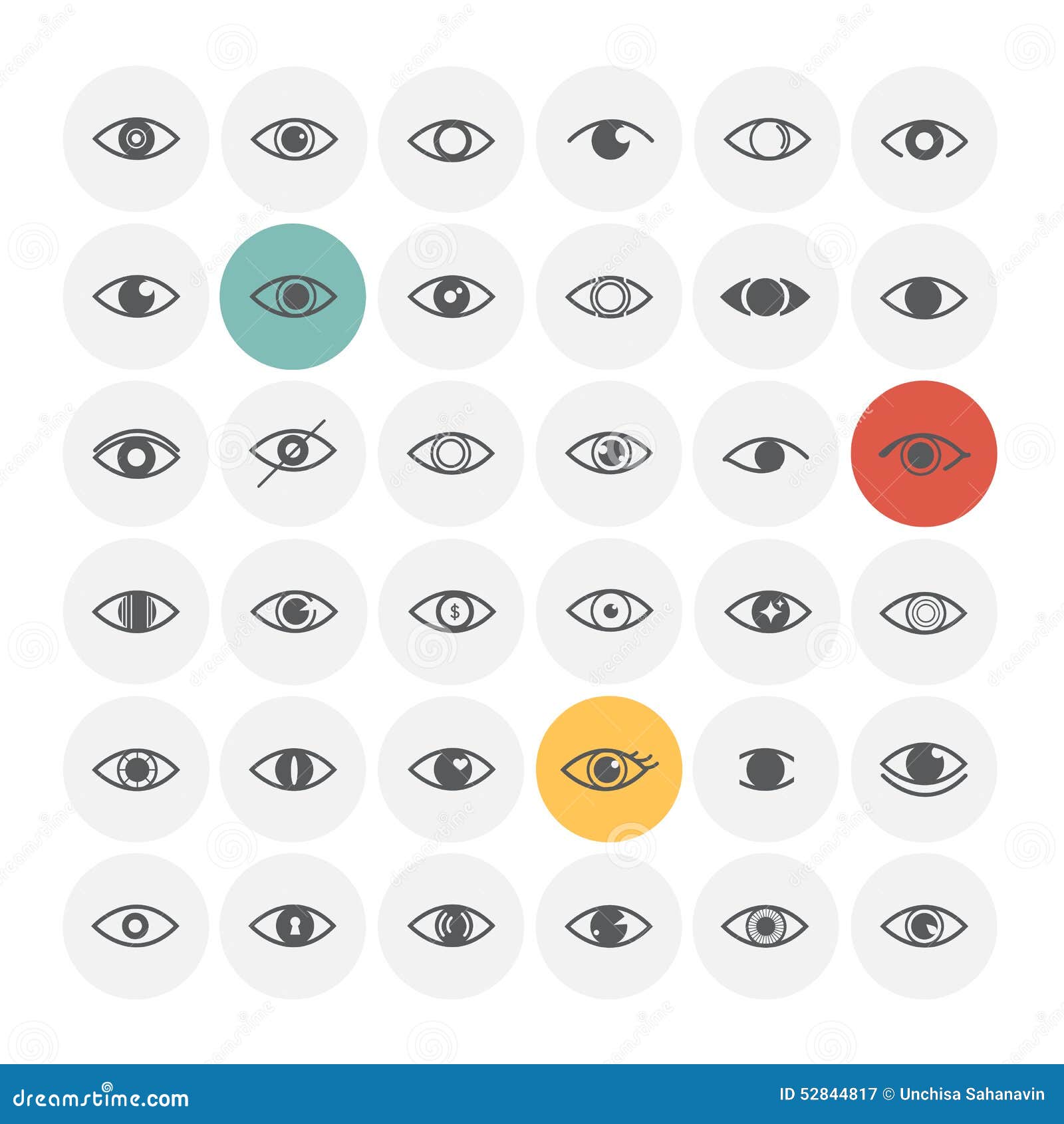 Eye icons set. stock vector. Illustration of icon, abstract - 52844817