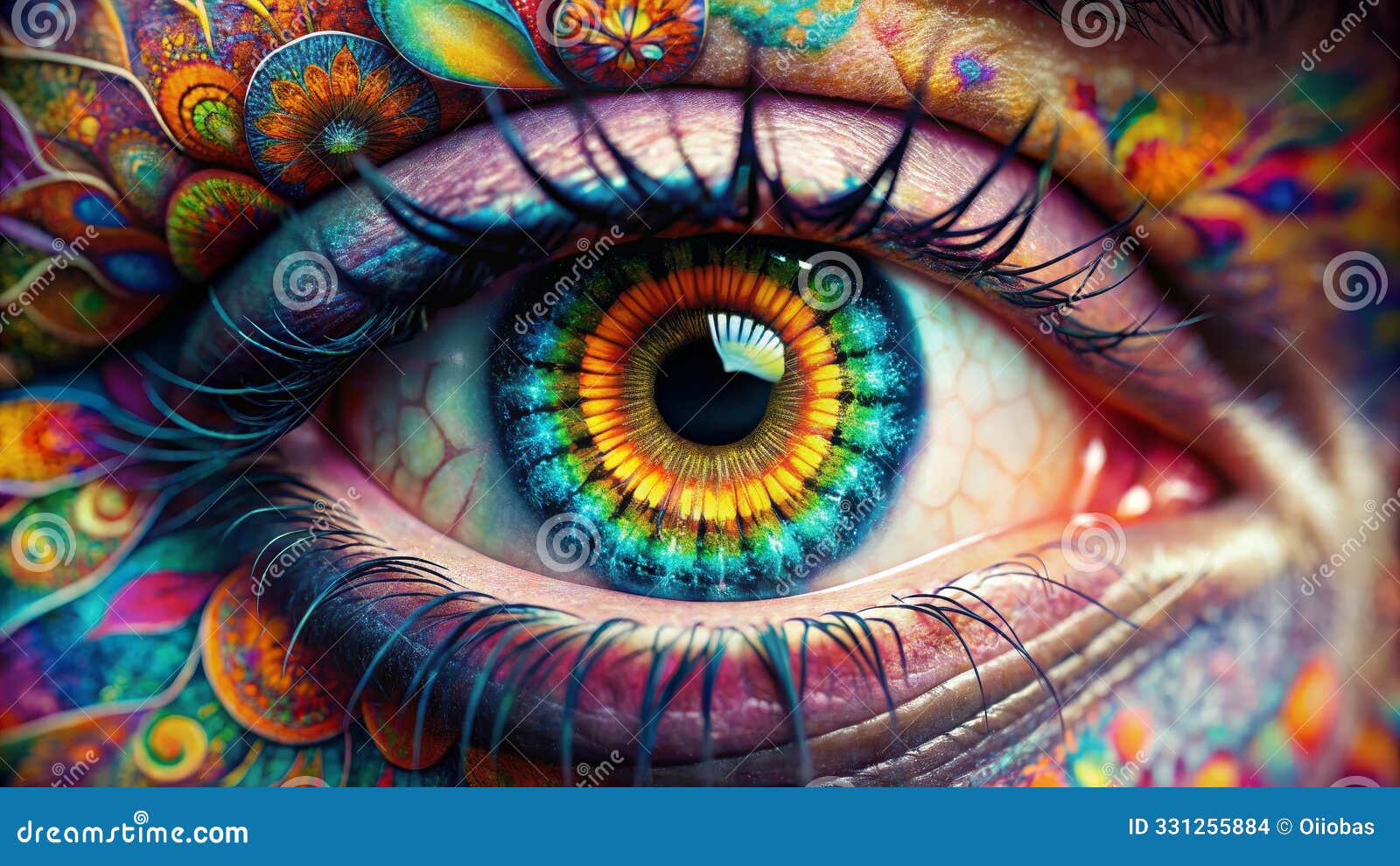 The Eye of Imagination a Close-Up of an Iris Exploding with Abstract ...