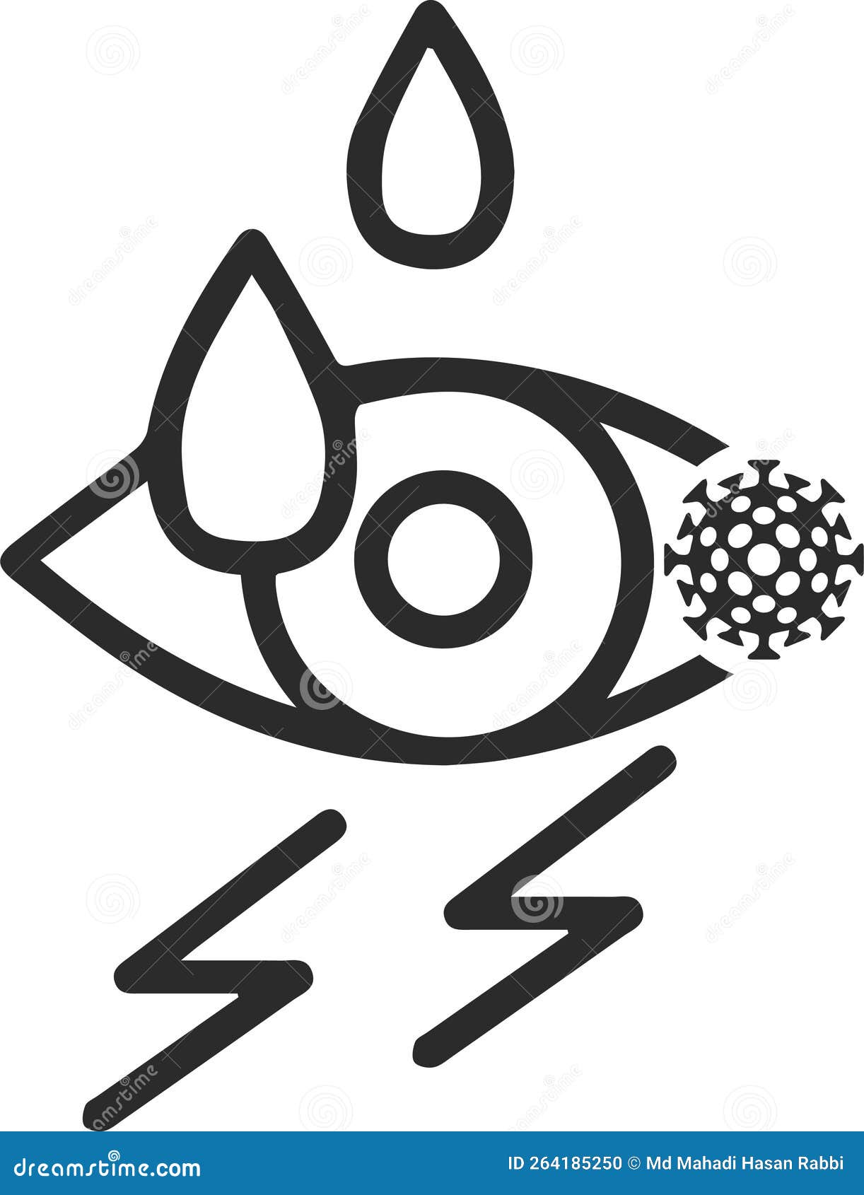 Eye Infection Icon, Eye Pain, Eye Discomfort Black Vector Icon. Stock ...