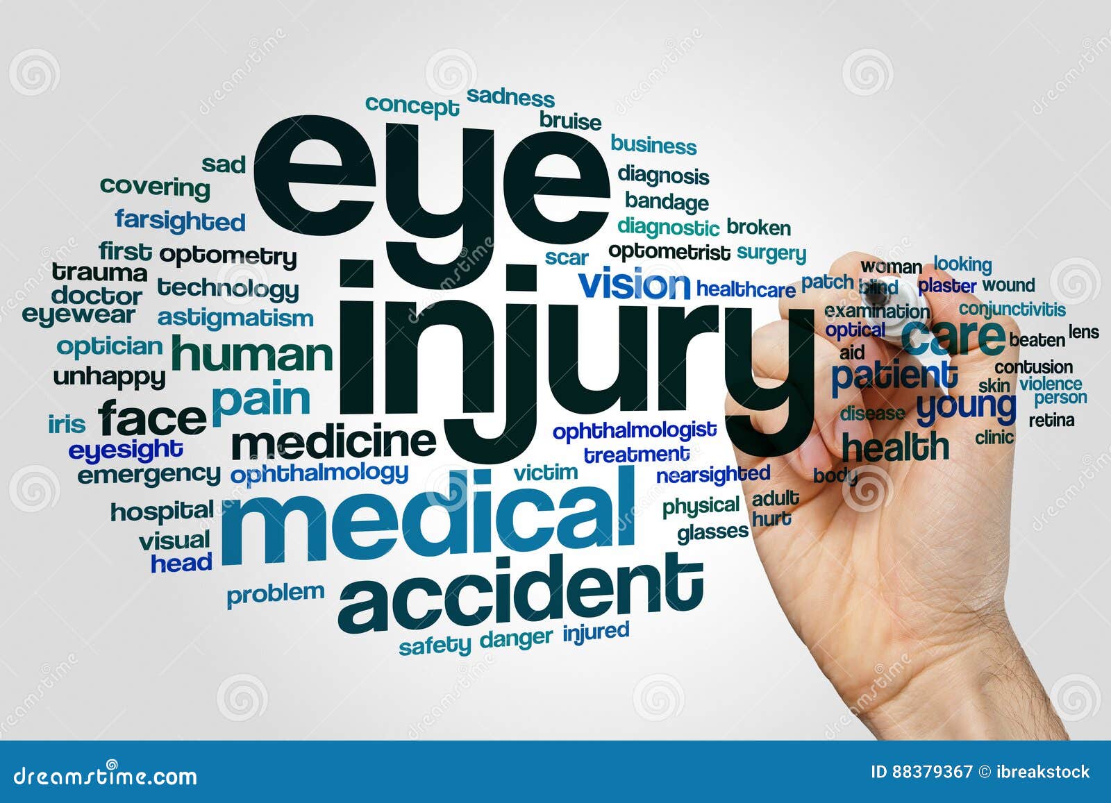 Eye injury word cloud stock image. Image of care, patch - 88379367