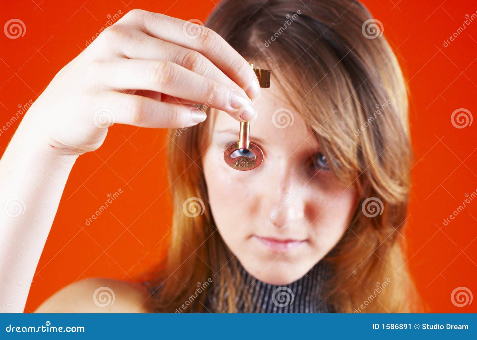 Eye on the key. stock image. Image of communication, blond - 1586891
