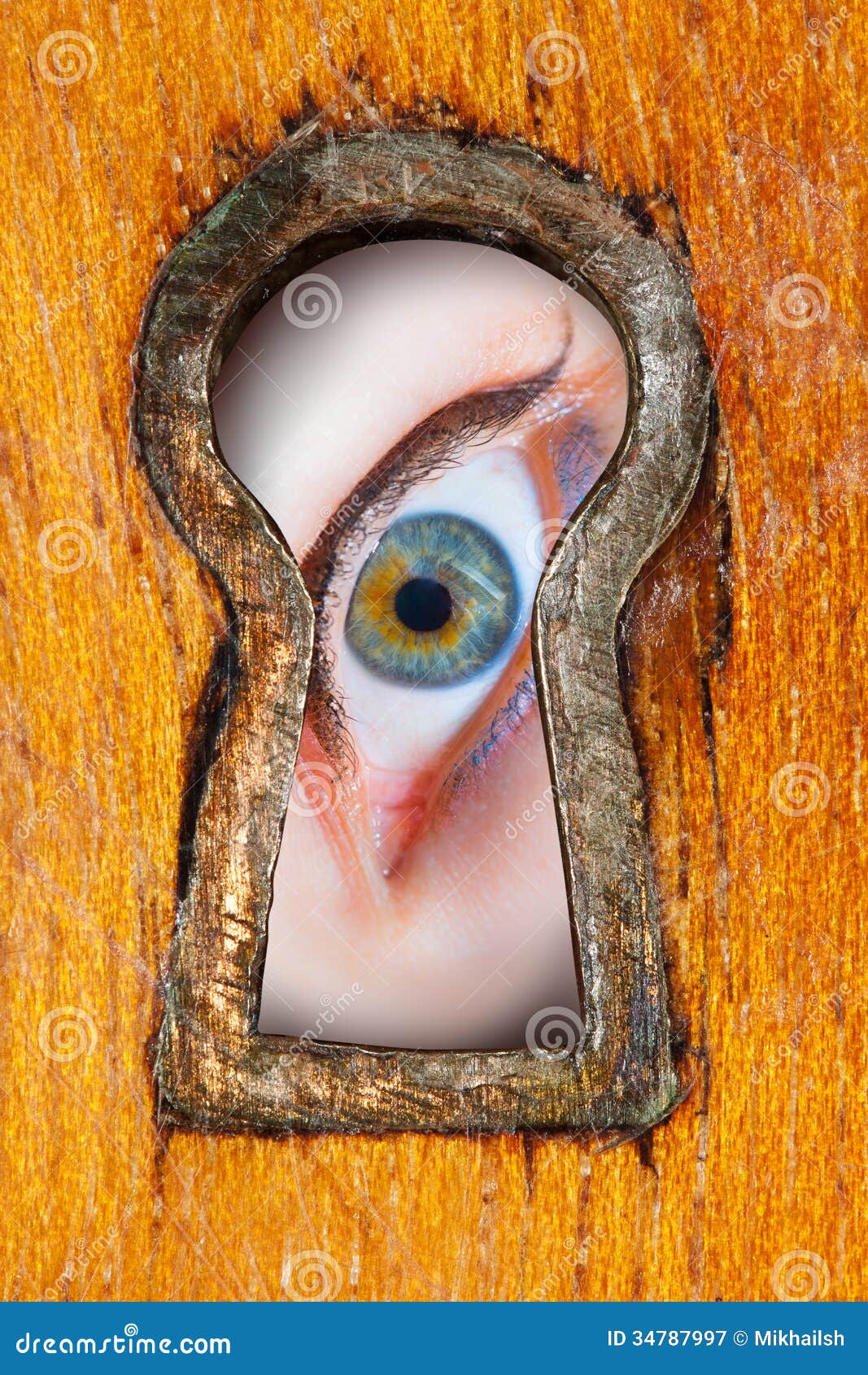 Eye in keyhole stock image. Image of face, peek, makeup - 34787997