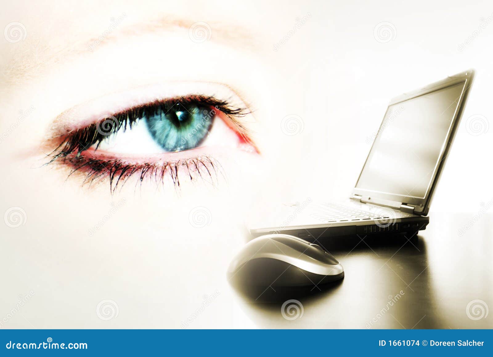 Eye and laptop stock photo. Image of communication, girl - 1661074