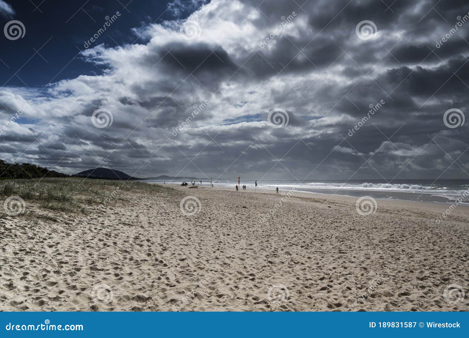 Eye-level Shot of a Beach Under the Blue Cloudy Sky Stock Image - Image ...
