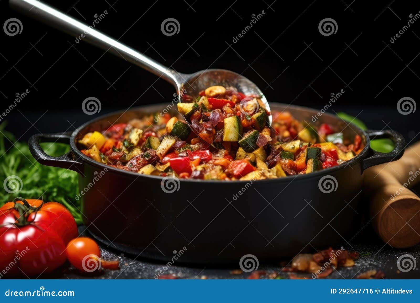 Eye-level View of a Spoon Scooping Ratatouille Stock Photo - Image of ...