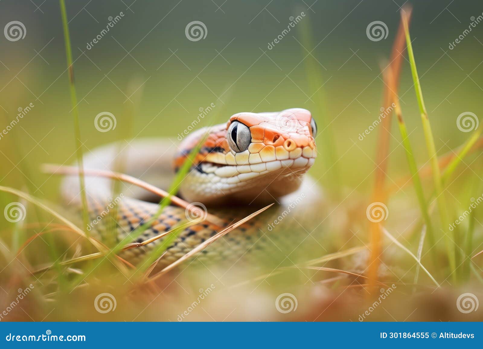 Eye-level View of Viper Slithering through Grass Stock Image - Image of ...