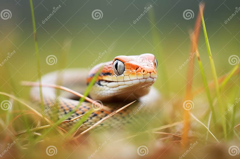 Eye-level View of Viper Slithering through Grass Stock Image - Image of ...