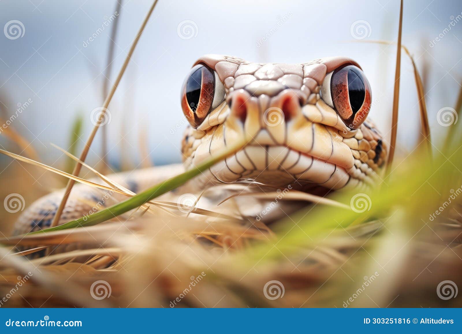 Eye-level View of Viper Slithering through Grass Stock Photo - Image of ...