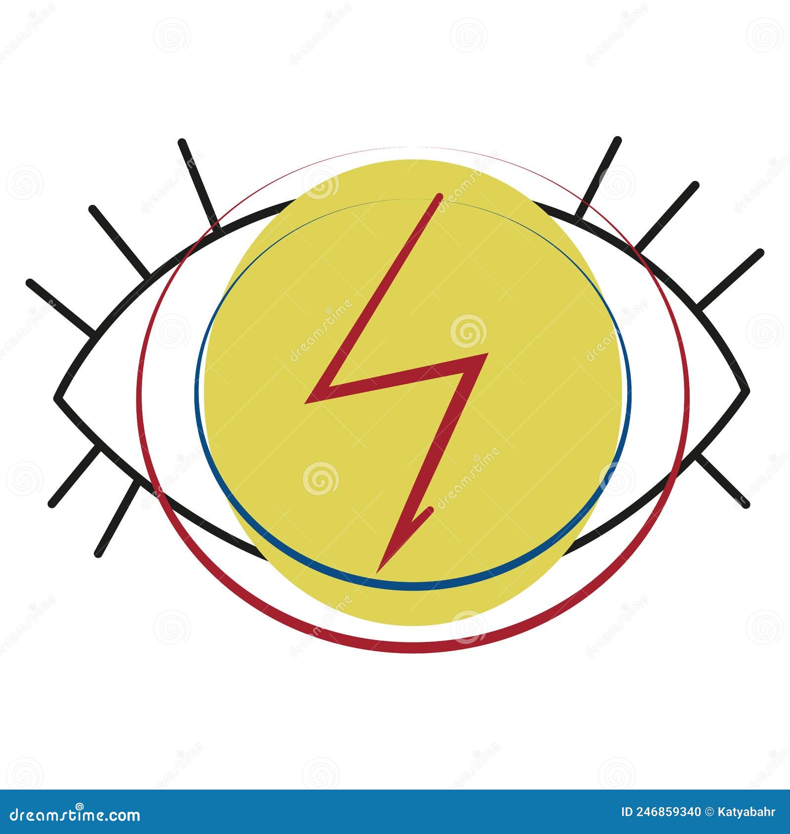 Eye with Lightning Danger Sign Stock Illustration - Illustration of ...