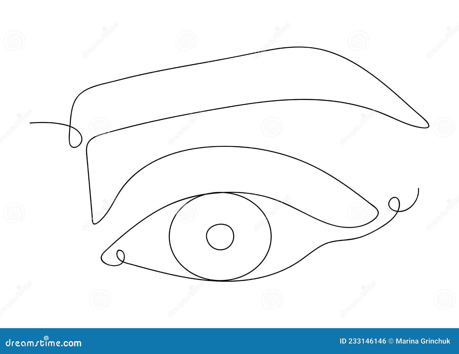Eye in the Style of Line Art. Black and White Simple Illustration. One ...