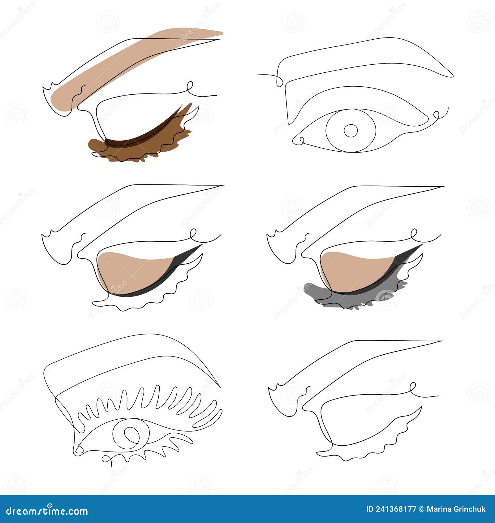 Collection of Eyes and Eyelids in Line Art Style. Isolated Elements ...