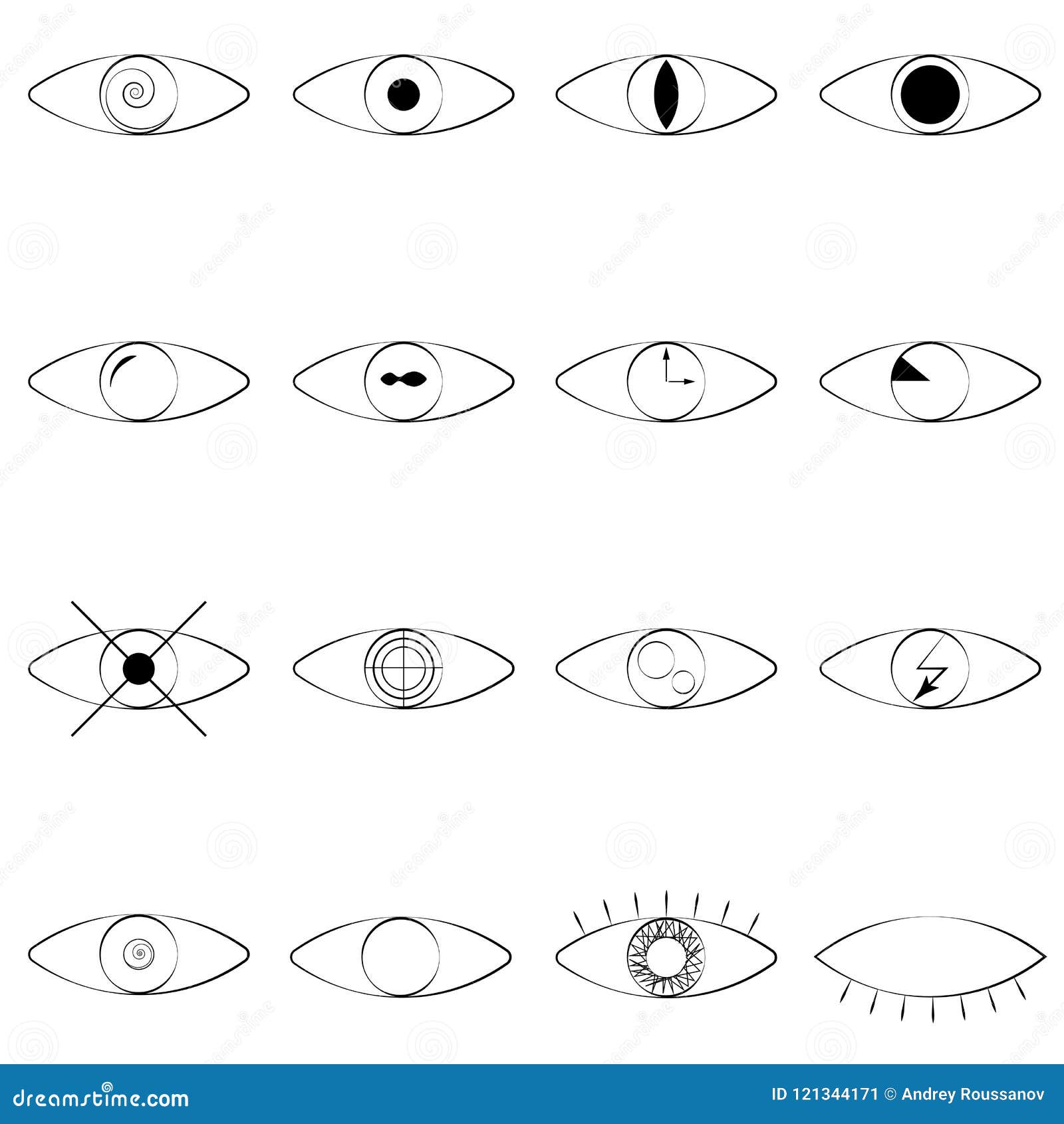 Eye Line Icon. Human Organ of Sight in Different Positions, Visual ...