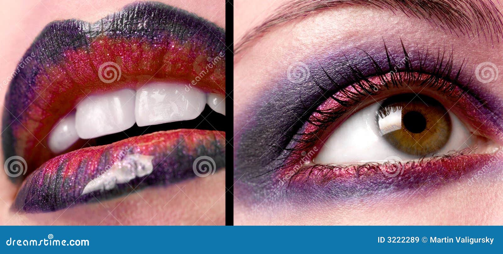Eye and lips with make-up stock image. Image of young - 3222289