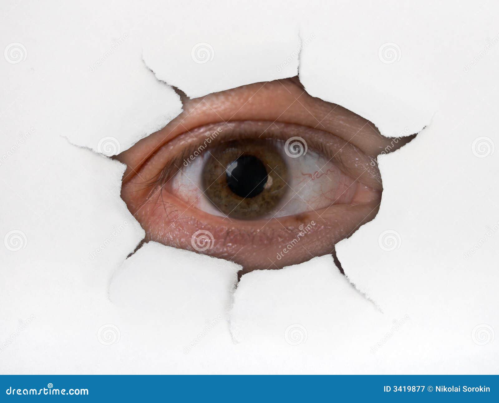 Eye looking through hole stock image. Image of opening - 3419877