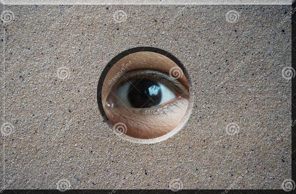 Eye Looking through Hole in Brick Stock Photo - Image of design ...