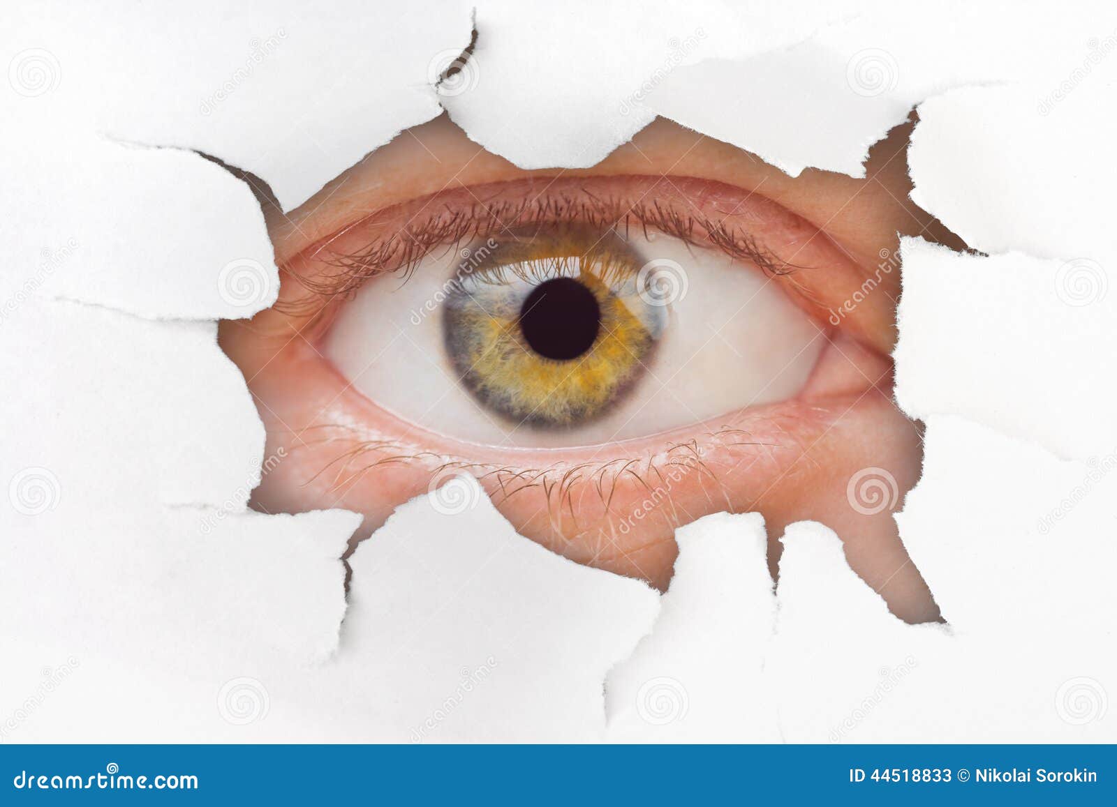 Eye Looking through Hole on Paper Stock Image - Image of paper ...