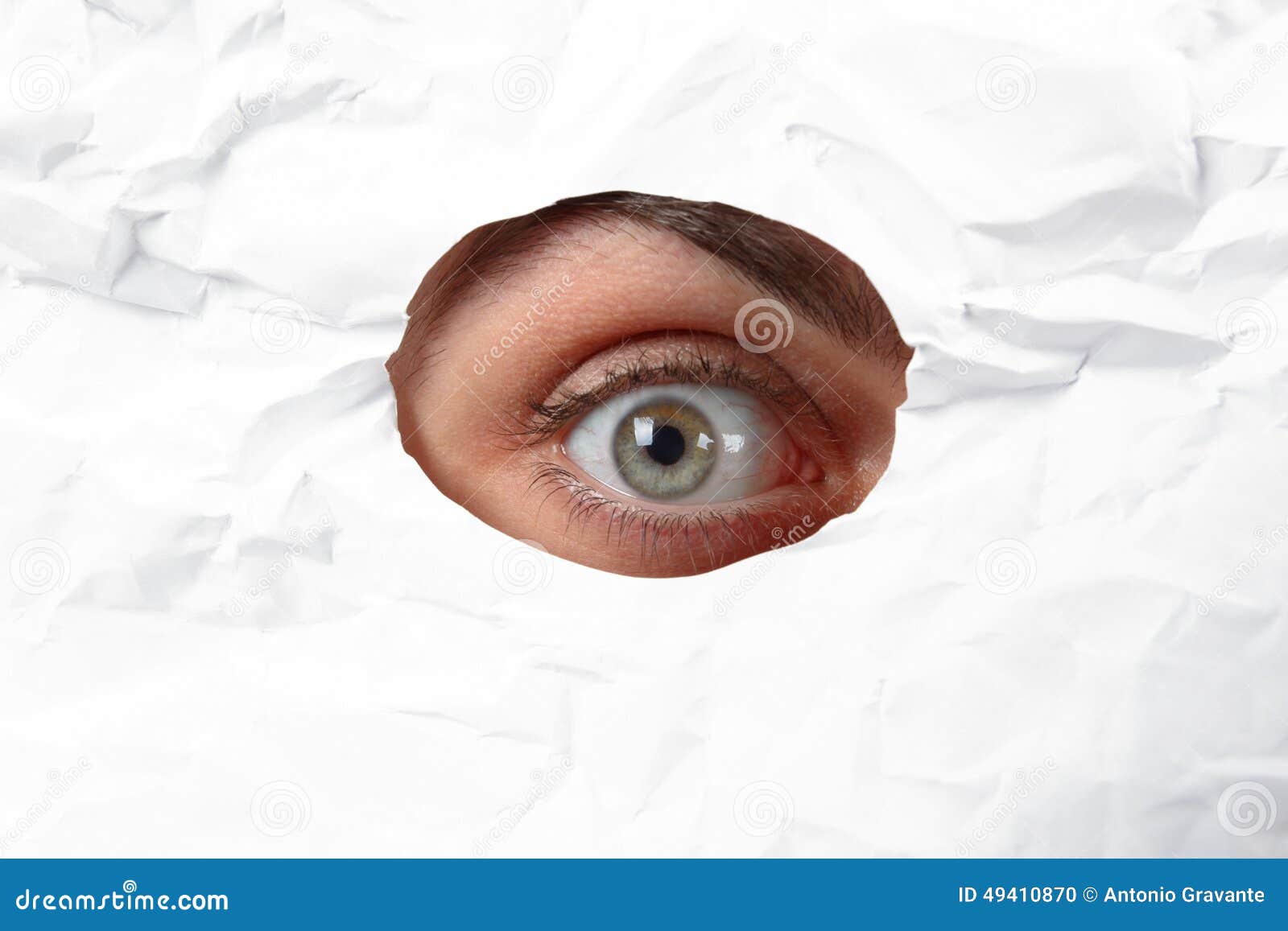 Eye Looking through a Hole in a Paper Stock Photo - Image of rough ...