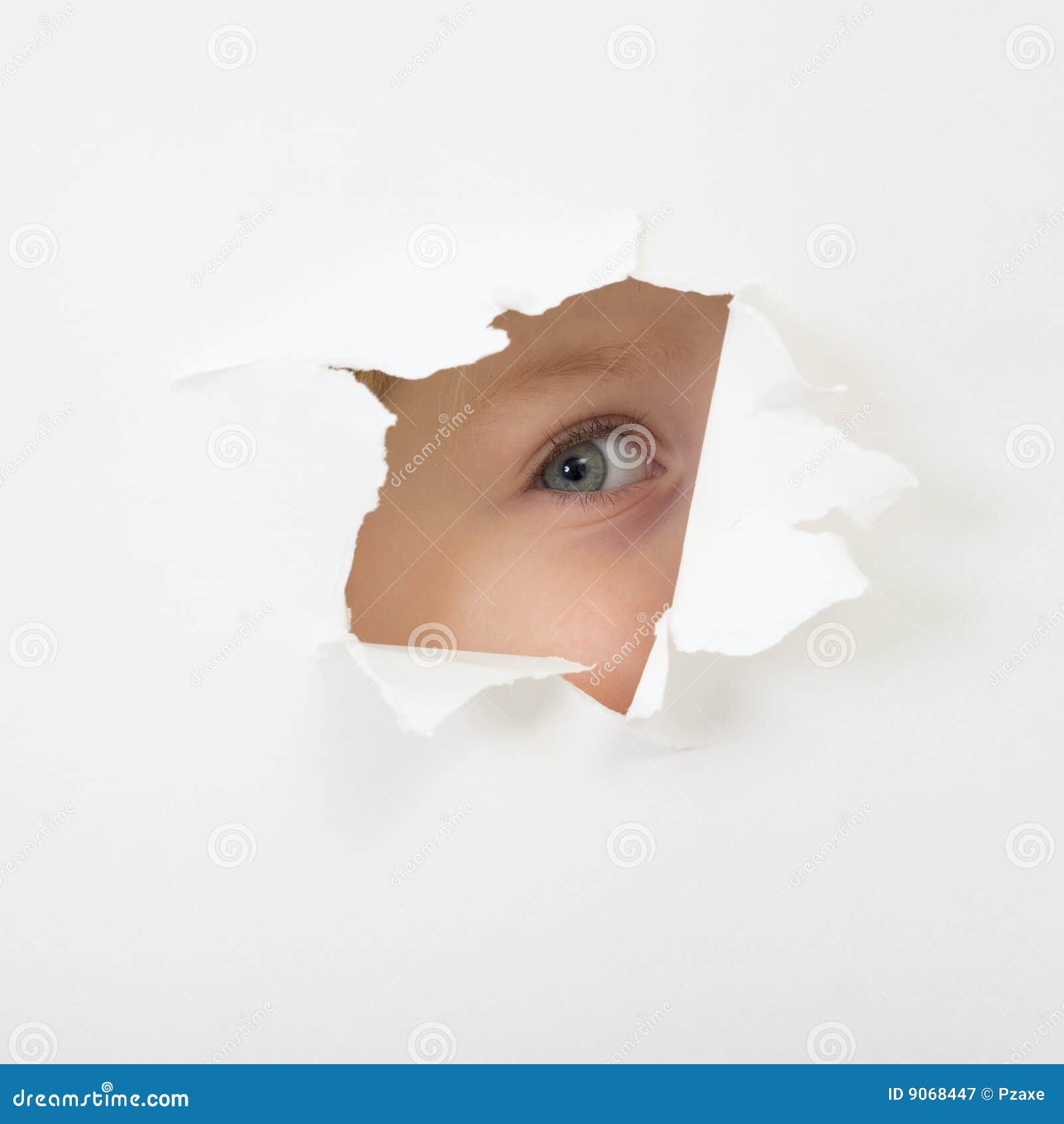 Eye Looking through Hole in Sheet of Paper Stock Image - Image of ...
