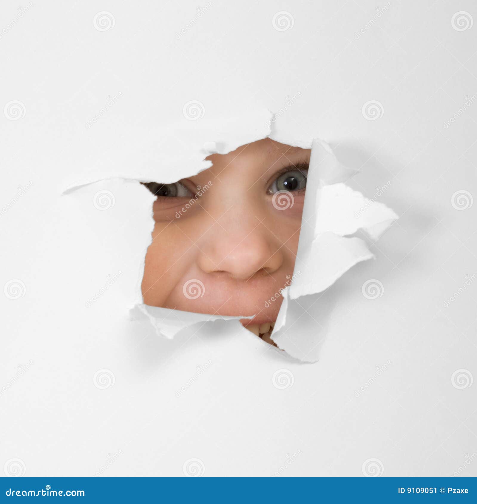 Eye Looking through Hole in Sheet of Paper Stock Image - Image of child ...