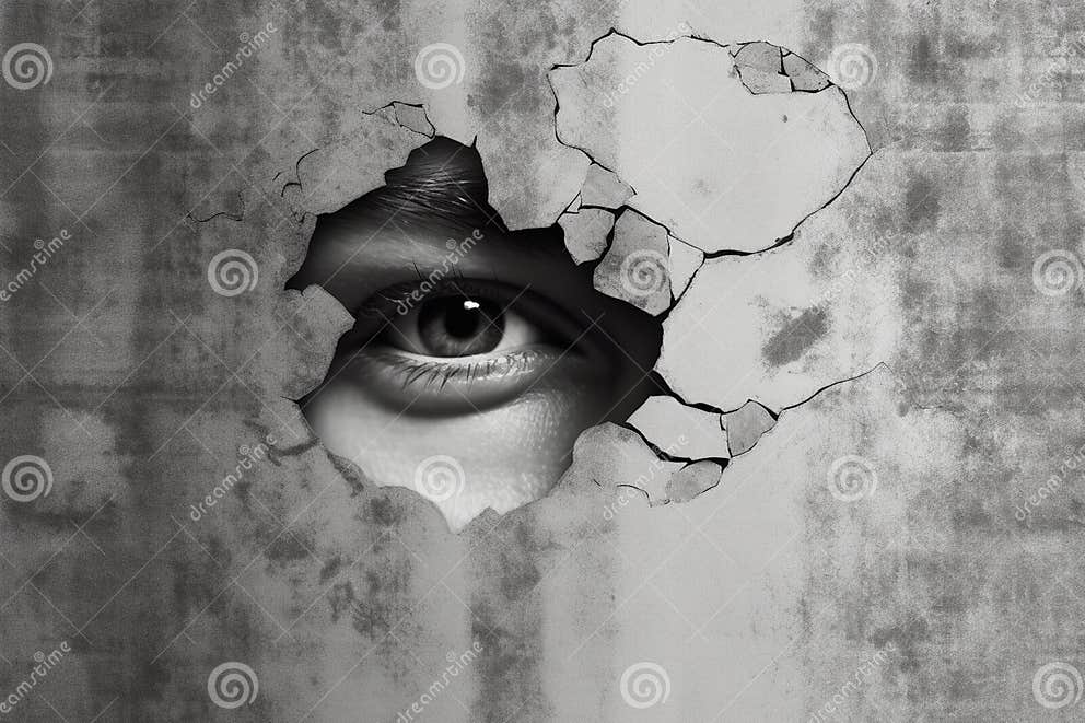Eye Looking through a Hole in White Paper. Conceptual Image Stock Image ...