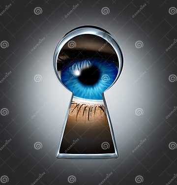 Eye Looking through a Keyhole Stock Illustration - Illustration of ...