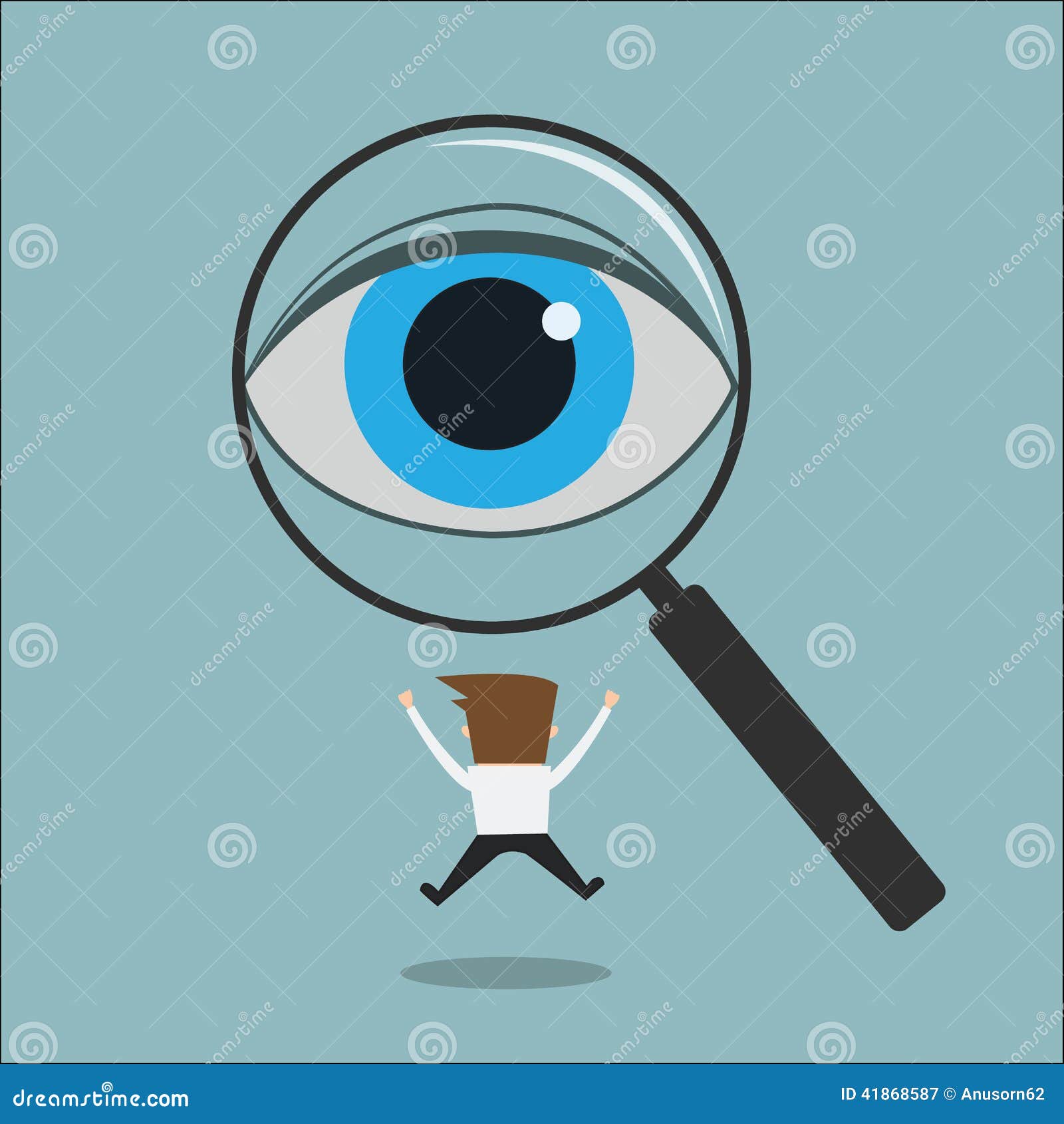 Eye Looking through a Magnifying Glass Finding Man Stock Vector ...