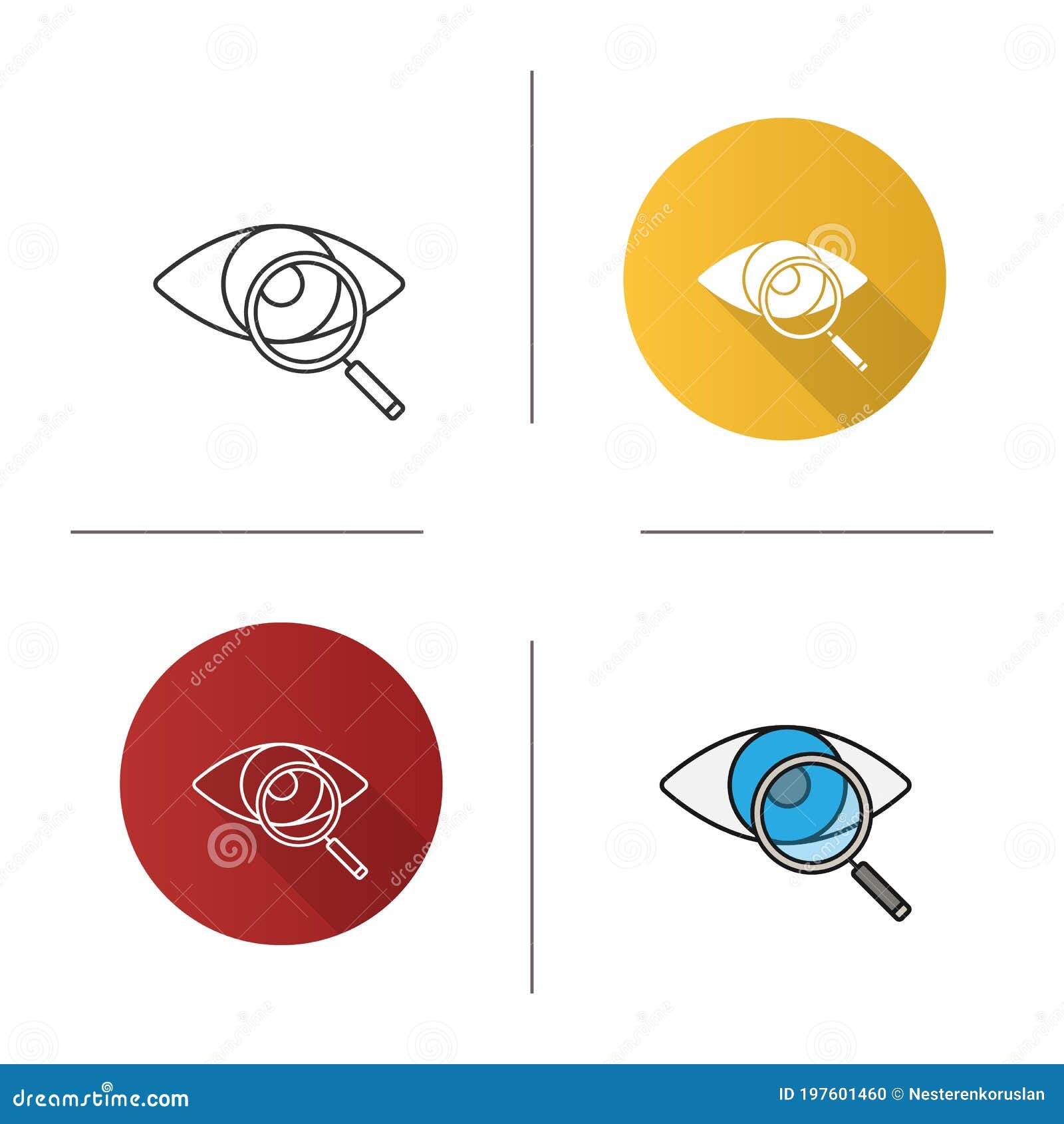 Eye with Magnifying Glass Icon Stock Vector - Illustration of magnifier ...