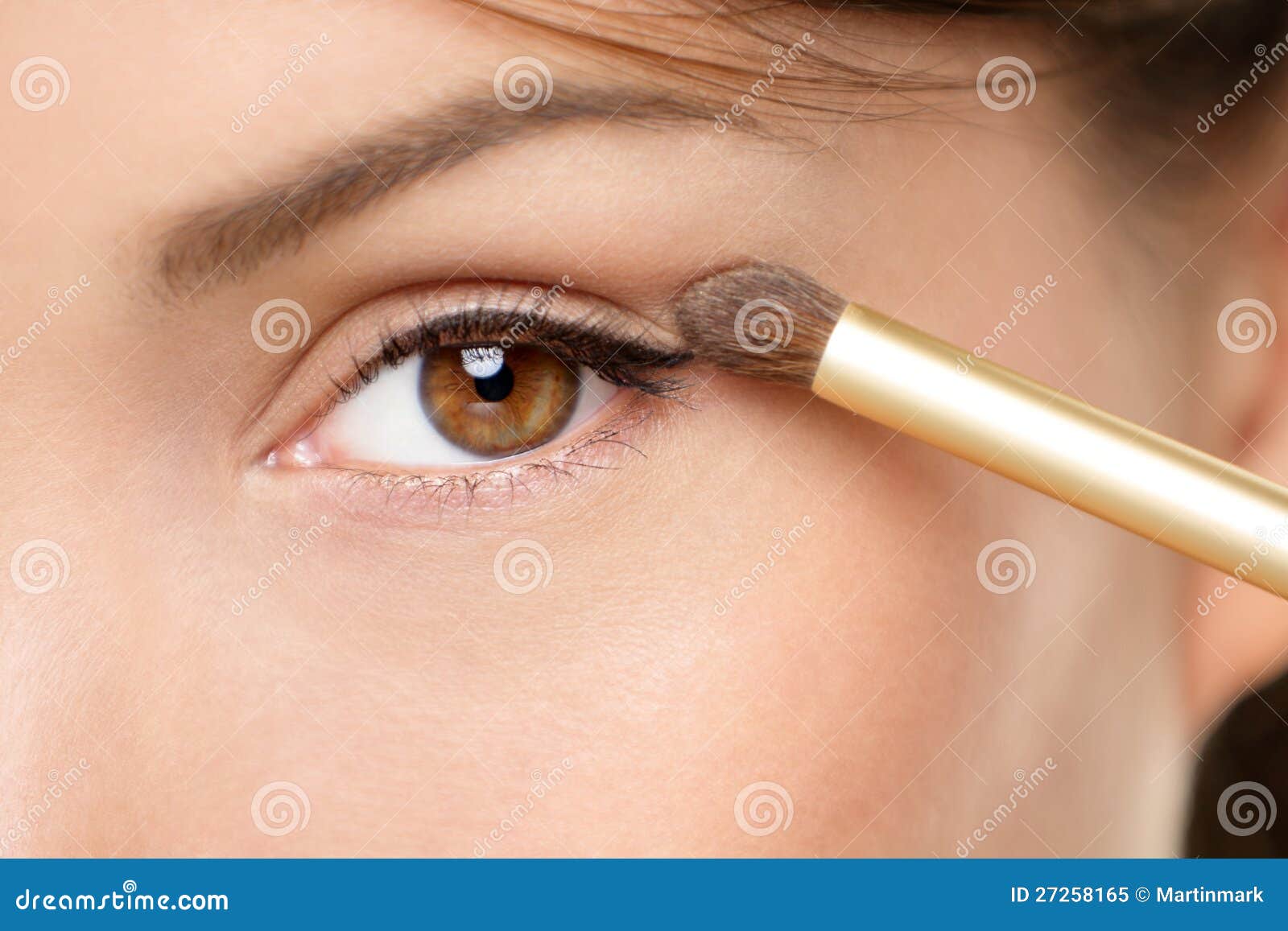 Eye Makeup Woman Applying Eyeshadow Powder Stock Image - Image of girl ...