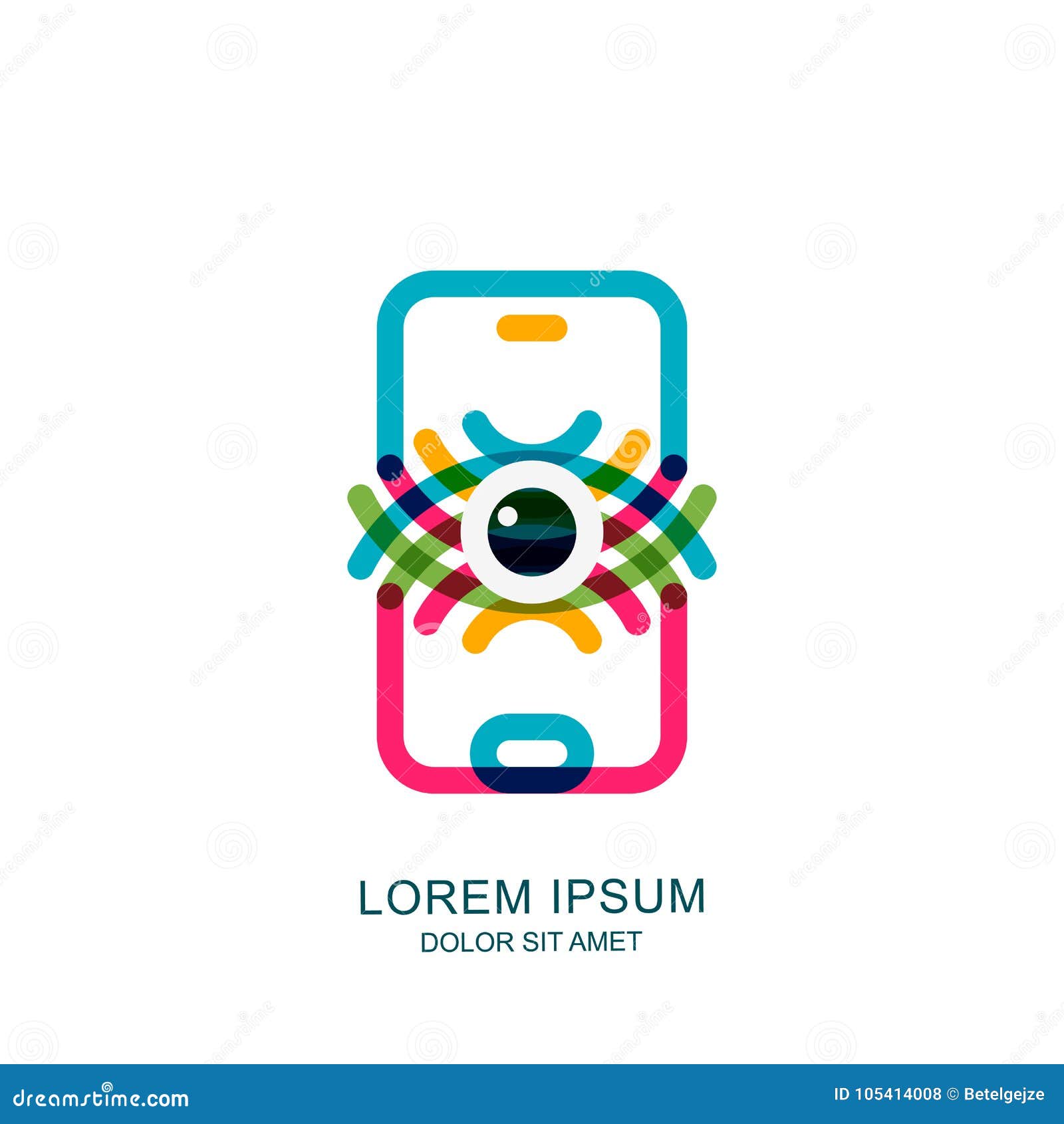 Eye on Mobile Phone Screen. Vector Logo, Sign, Emblem Design. Concept ... Eye on Mobile Phone Screen. Vector Logo, Sign, Emblem Design. Concept ...