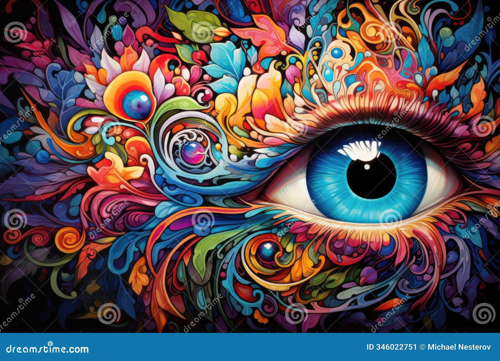 Eye in Multicolor Spiral Abstract Background Stock Image - Image of ...