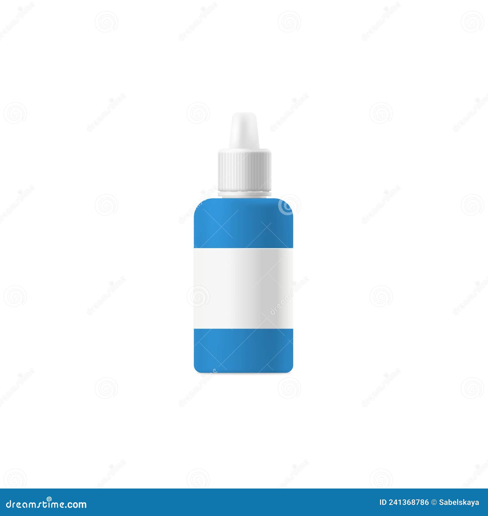 Eye or Nasal Drops Bottle Mockup with Label, 3D Vector Illustration ...