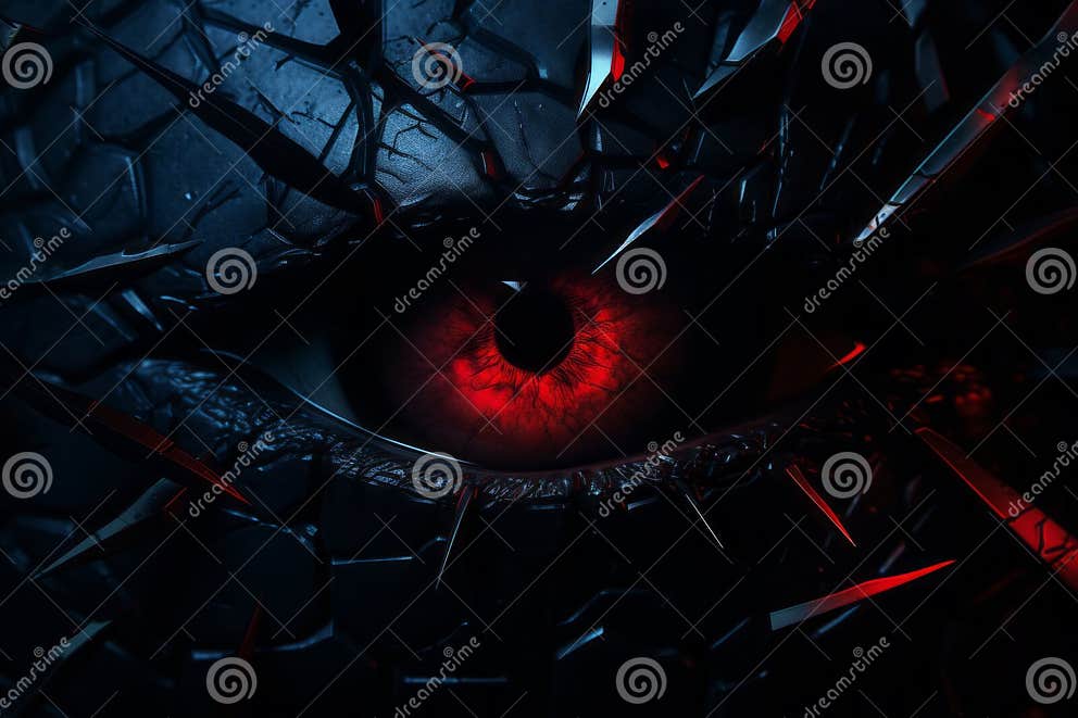 Evil Red Gaze Abstract Dark Monster Background Stock Illustration ...