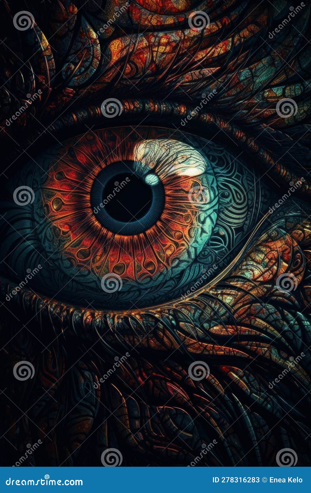 An Eye with an Orange Flame on it, in the Style of Psychedelic ...