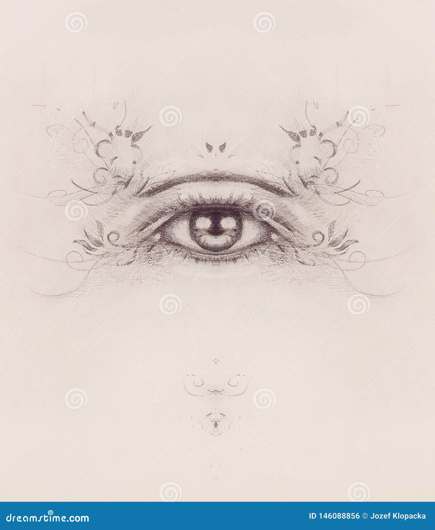 Eye and Ornamental Drawing. Original Hand Draw on Paper. Stock Photo ...