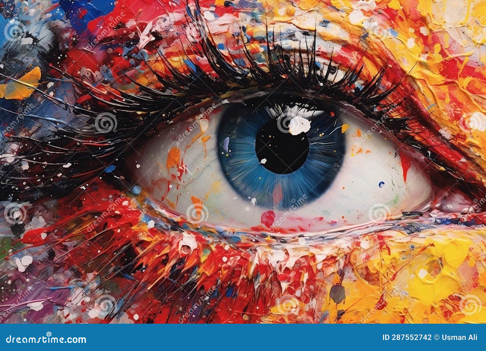 Eye Painting with Paint Splatters. AI Stock Photo - Image of concept ...