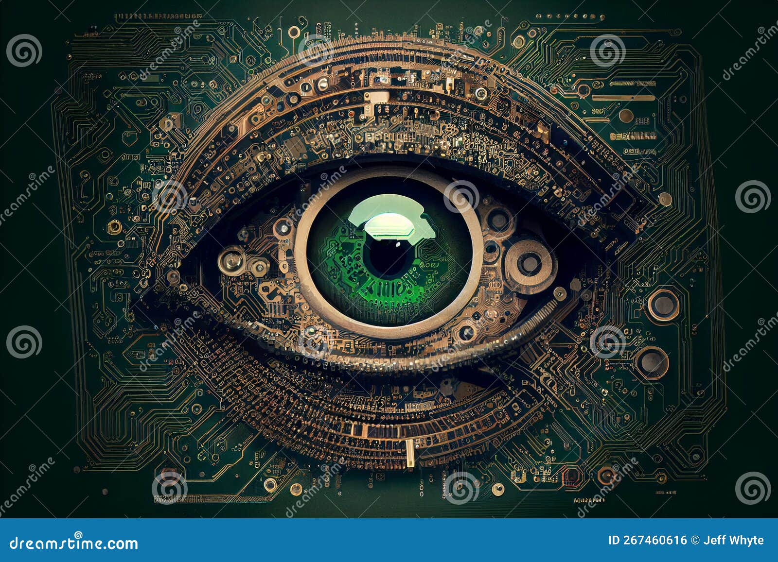Eye Peering Out of a Computer Chip Stock Illustration - Illustration of ...