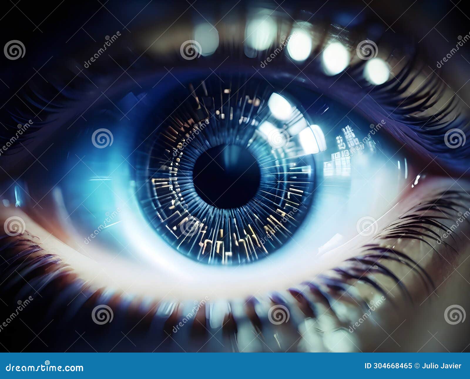 Eye of the Person with Embedded Binary Code in Eyeball Stock ...