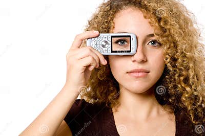 Eye on Phone stock photo. Image of phone, studio, white - 4957274