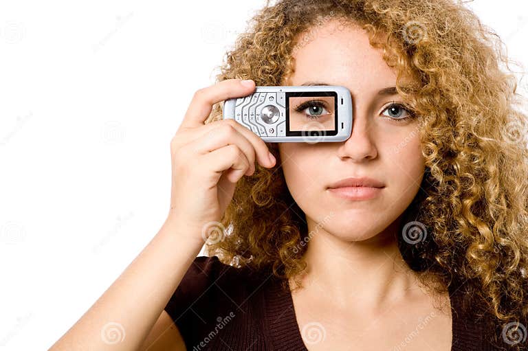 Eye on Phone stock photo. Image of phone, studio, white - 4957274