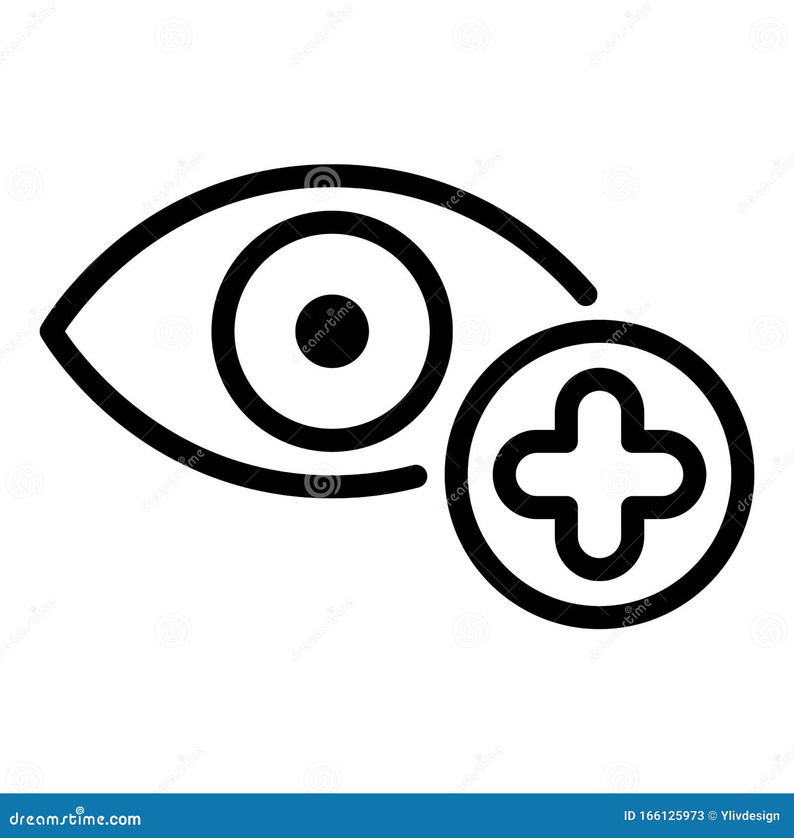 Eye Plus Icon, Outline Style Stock Vector - Illustration of contour ...