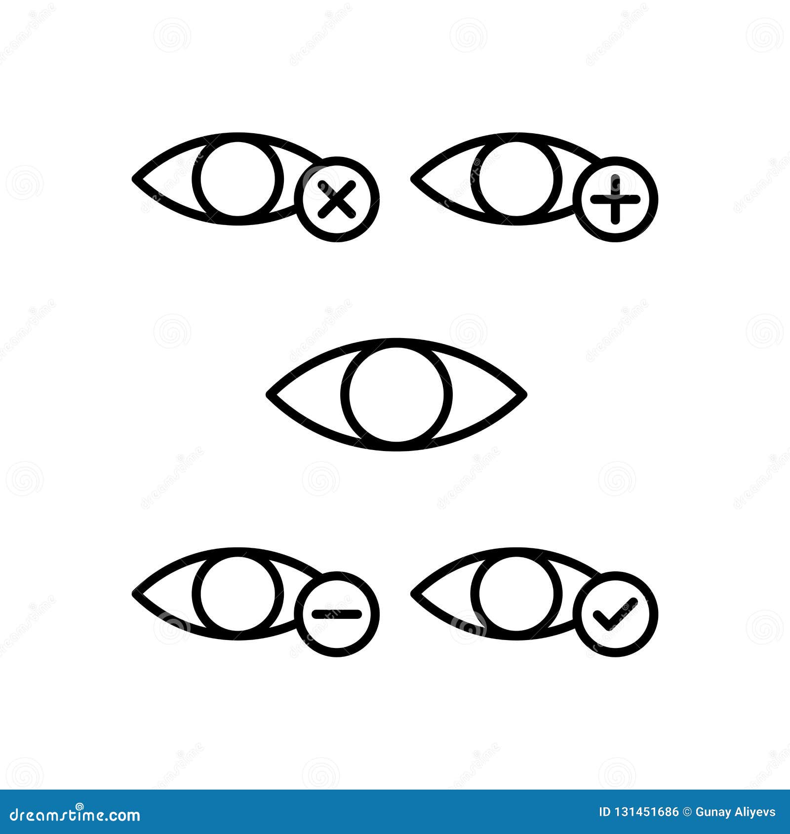 Eye, Plus, Remove, Minus, Check Sign Icons. Element of Outline Button ...