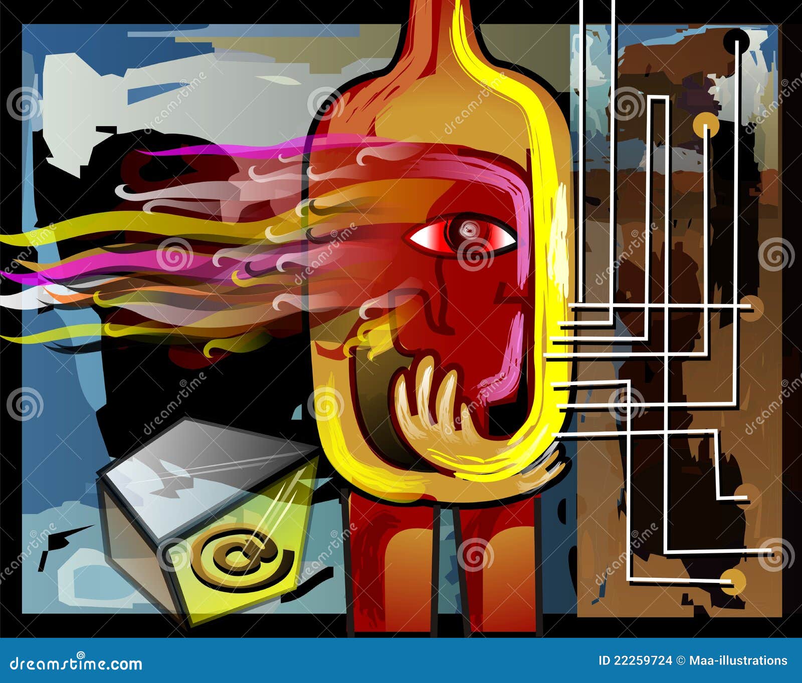 Eye prisoned in a bottle stock illustration. Illustration of artwork ...